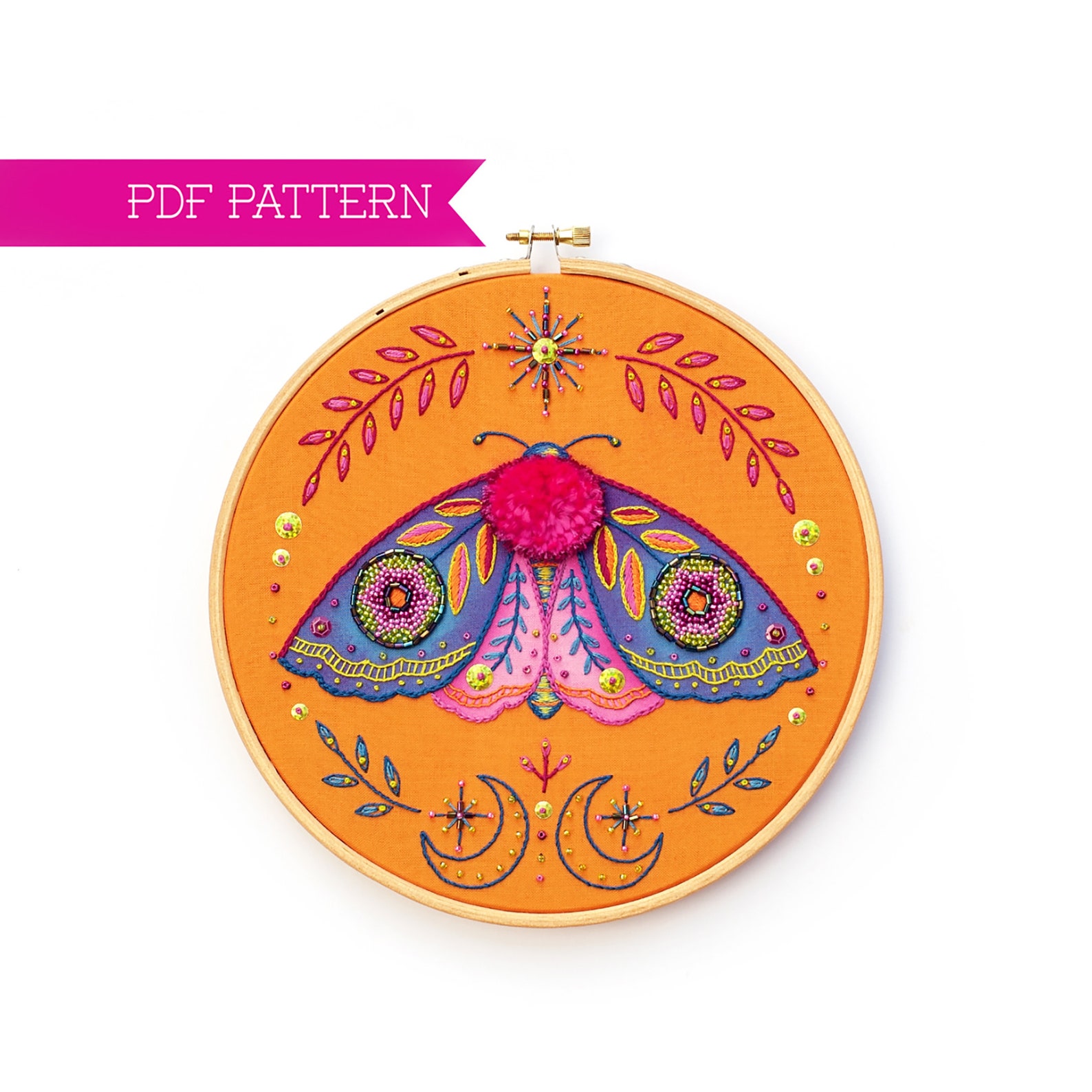 Moth PDF Hand Embroidery Pattern Butterfly Pattern Modern - Etsy
