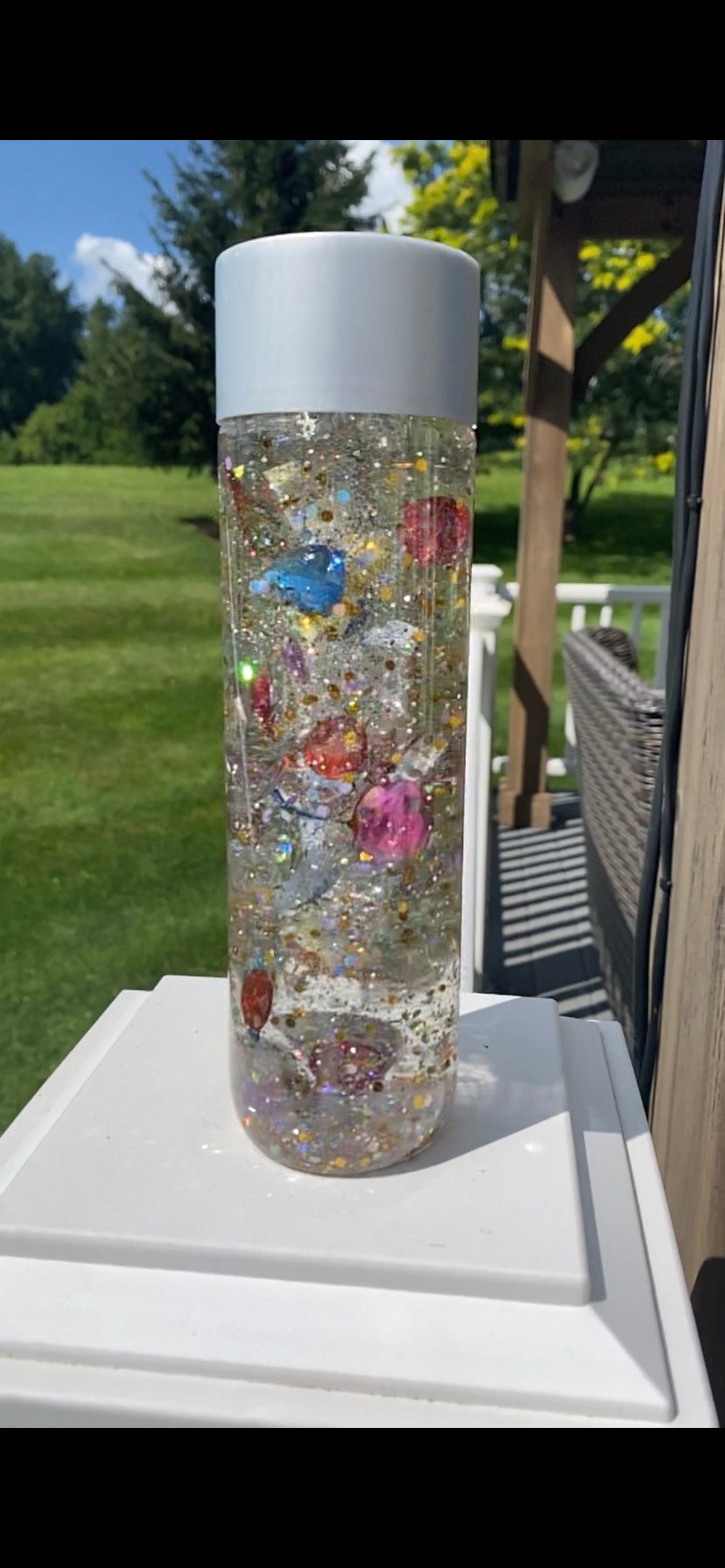 Sensory Bottle Calm down bottle Big gems and holographic | Etsy