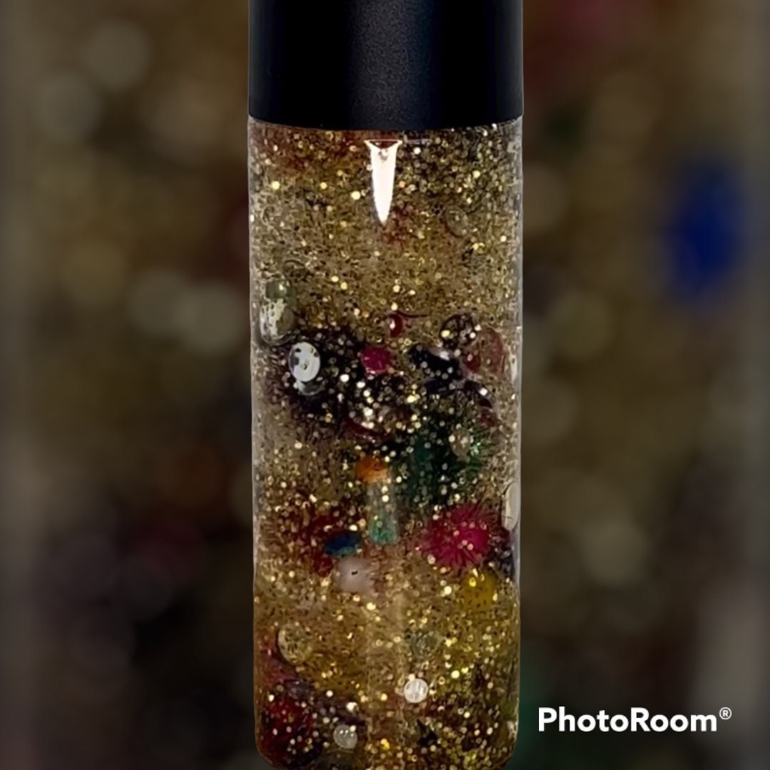 Super Slow Moving Sensory Bottle calm Down Bottle Gems Gold - Etsy