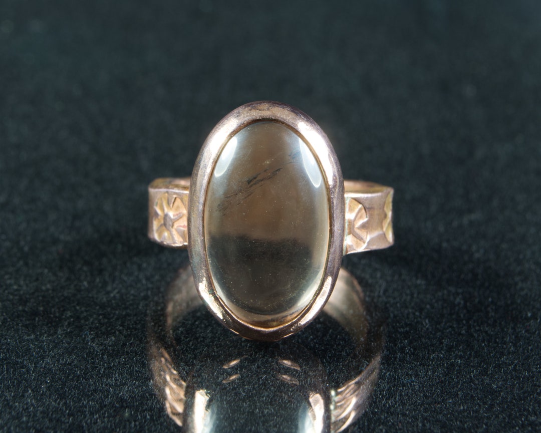 Copper Smokey Quartz Ring: Hand Cut/set Smokey Quartz and Hand Stamped ...