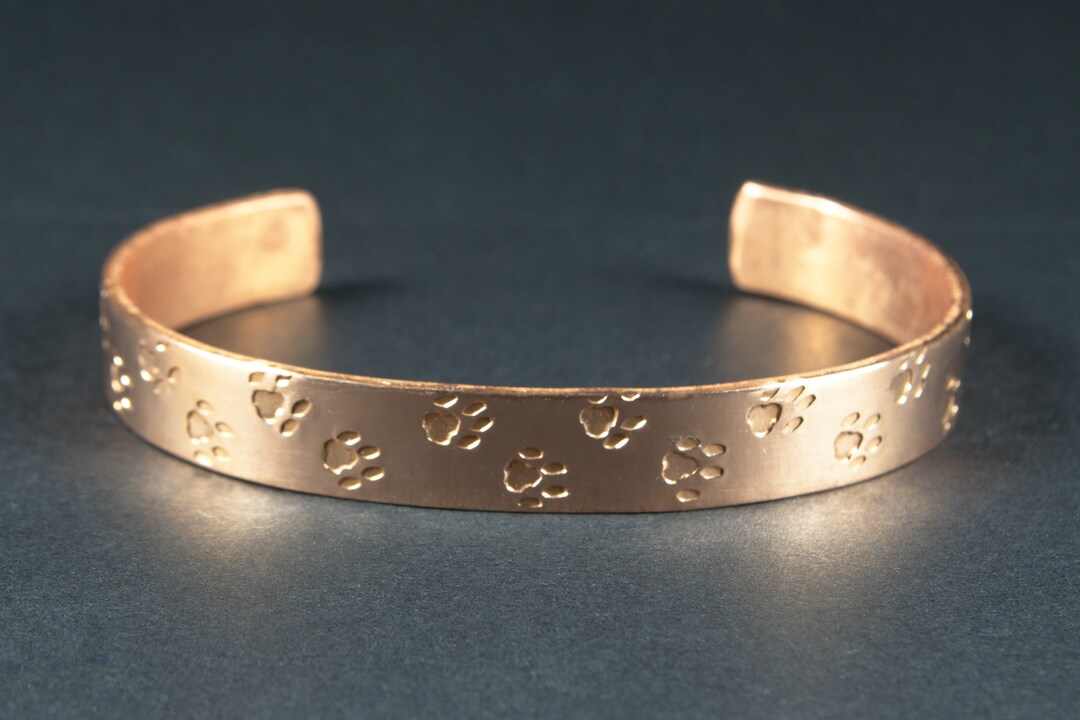 Dog Paw Stamped Copper Bracelet: Hand Formed and Stamped Copper Cuff ...