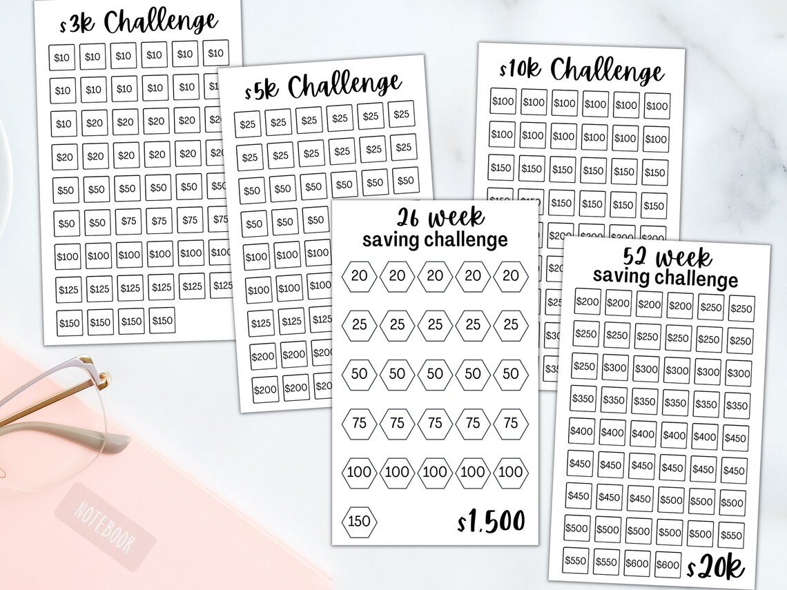 Savings Challenge Bundle A6 Budget Binder Printables Cash Envelope ...