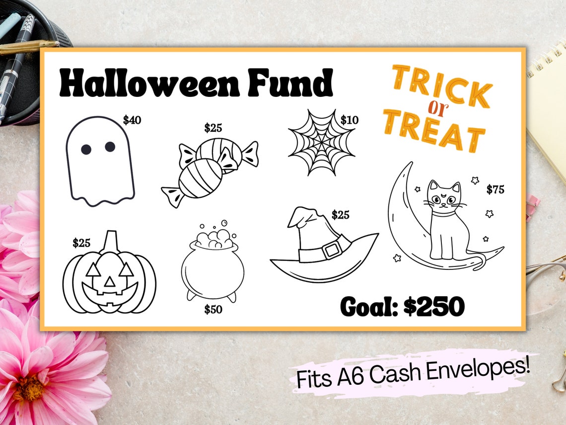 Halloween Savings Challenge: Mini A6 Cash Envelope Tracker (PDF Pattern ...