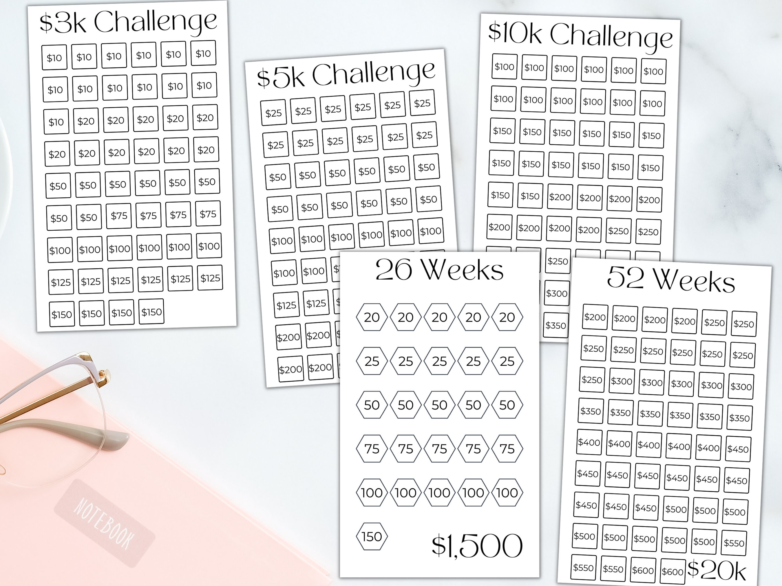 Cash Stuffing Envelope Inserts Savings Challenge Bundle A6 - Etsy