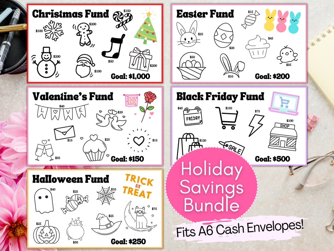 Holiday Savings Challenge Bundle | 12 Month Saving Challenge | A6 Cash ...
