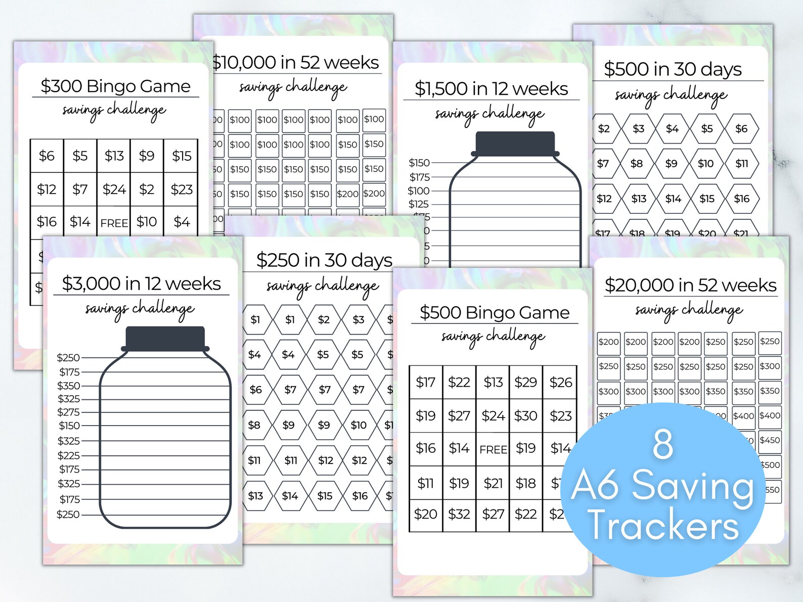 Mini Savings Challenge Bundle Savings Tracker Fits A6 Budget Binder and ...