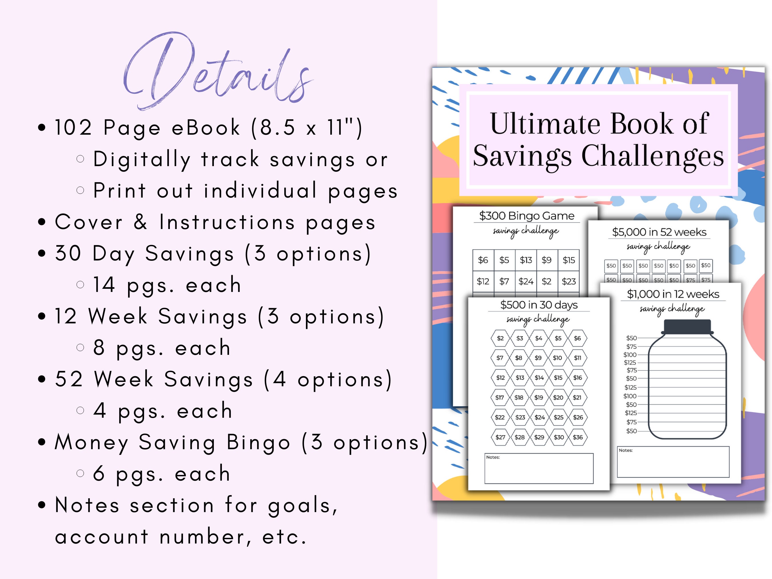 Savings Challenge Book Savings Challenge Printable Savings - Etsy
