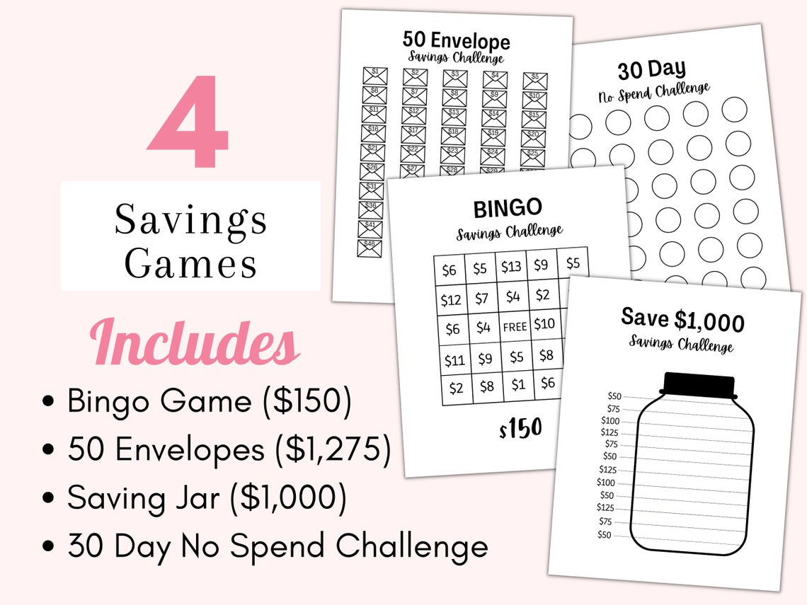 Digital Savings Challenge Book Printable PDF Download - Etsy