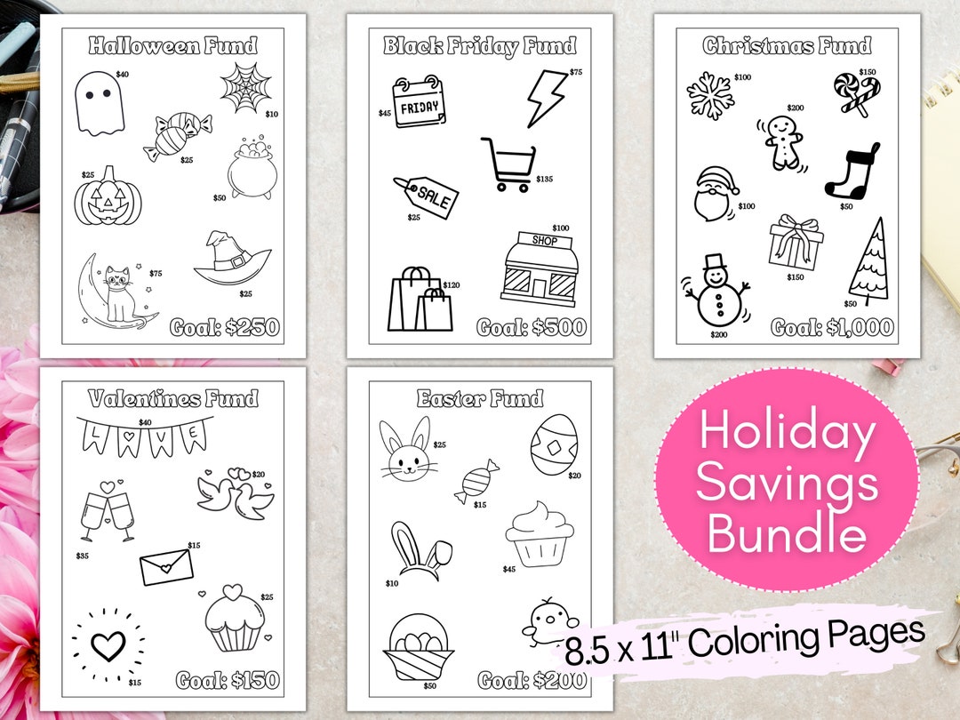 Holiday Saving Challenge | 2024 Savings Challenge | Coloring Page ...