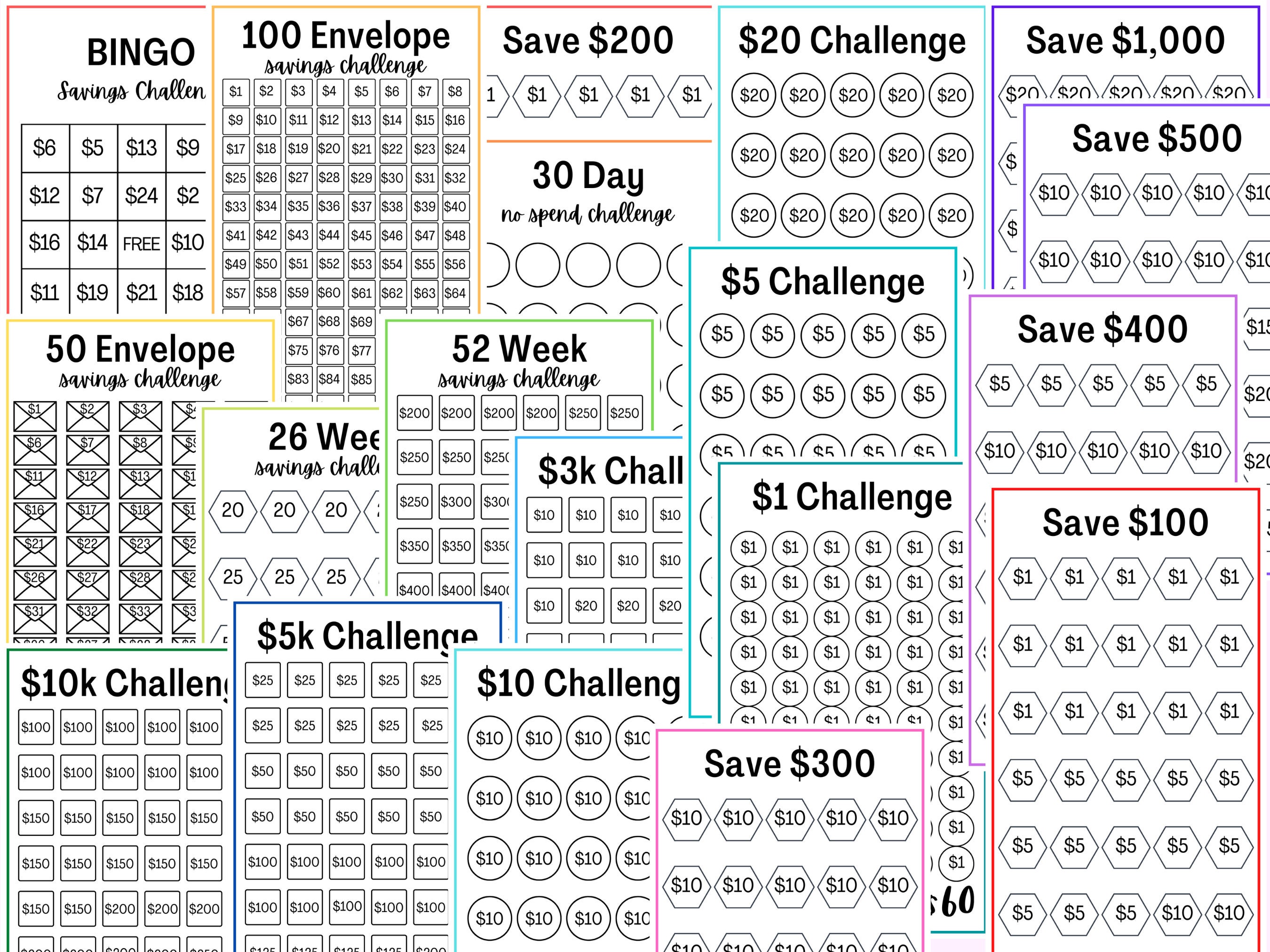 Savings Challenge Bundle A6 Cash Stuffing Inserts Savings Challenge ...