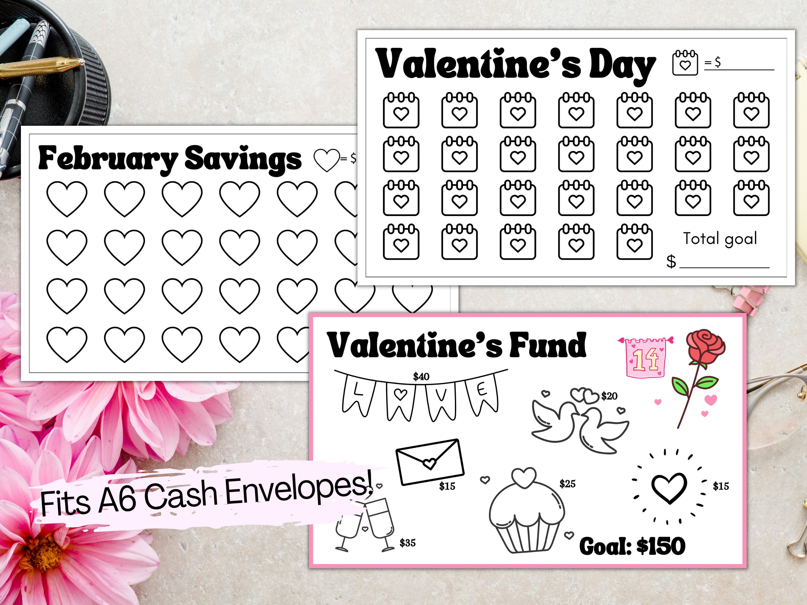 Valentines Day Savings Challenge Mini Seasonal Savings Tracker February ...