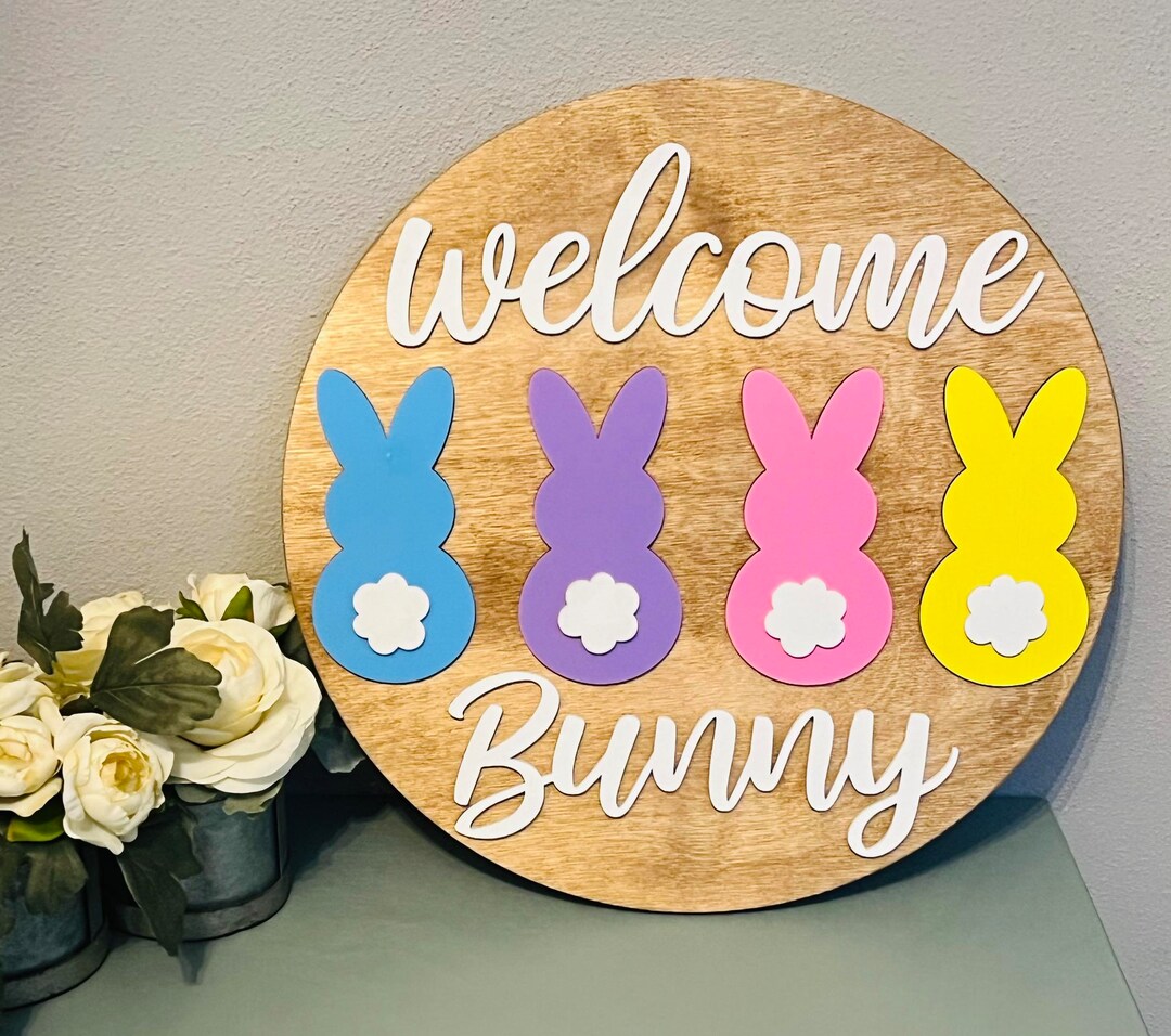 Easter Door Sign, New Home Gift, Round Door Hanger, Hand Painted Round ...
