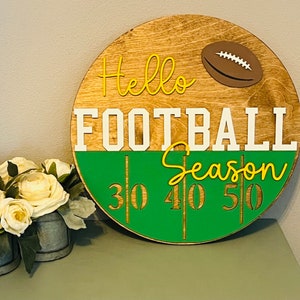 Football Door Sign, New Home Gift, Round Door Hanger, Hand Painted ...