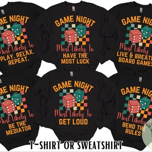 Matching Family Game Night Tshirts, Board Game Night Shirts, Most ...