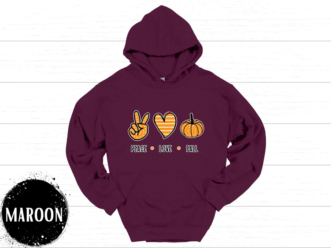 Peace Love Fall Sweatshirt, Retro Autumn Hoodie, Cute Fall Clothing ...