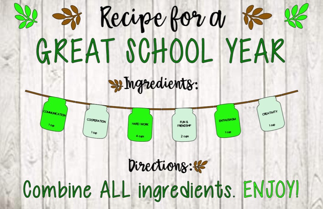 Teachers School Bulletin Board Cutouts DIY Kit "recipe for a Great ...