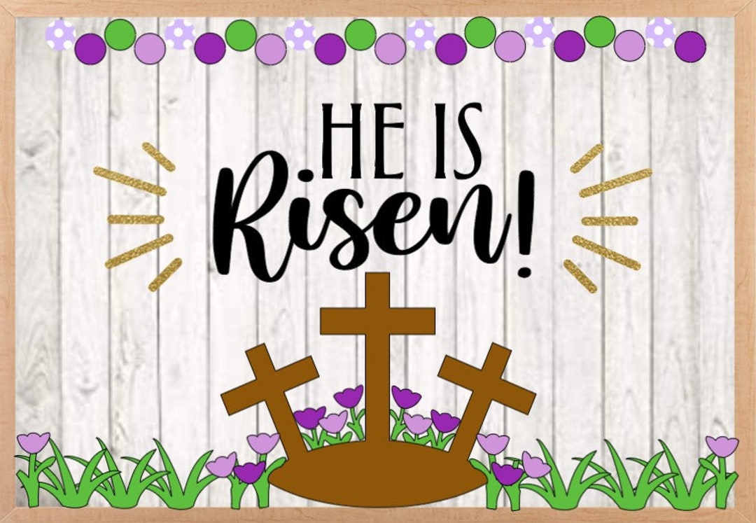 Teachers School Bulletin Board Easter Cutouts DIY Kit "he is Risen ...