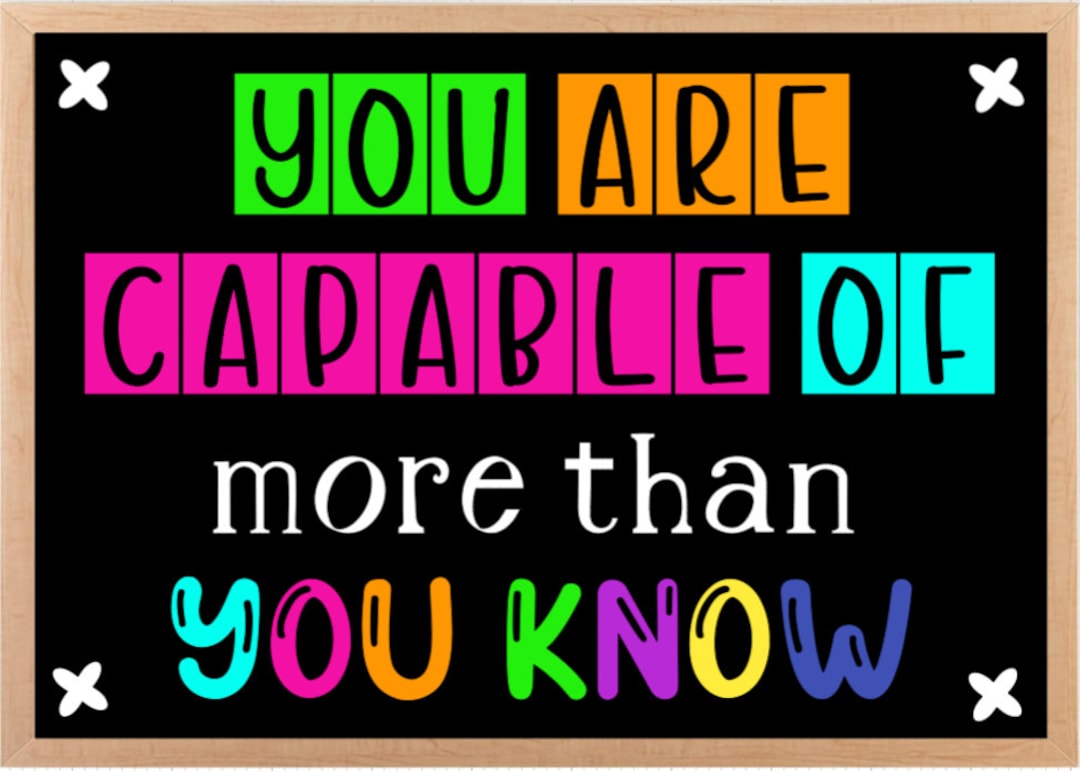 Teachers School Bulletin Board Cutouts DIY "you Are Capable of More ...