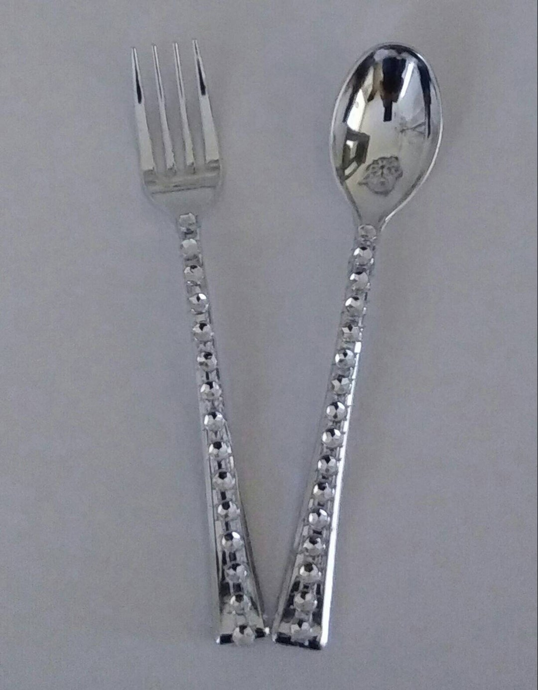 Bling Silver Mini Plastic Spoons Forks 4 Silver Spoons Forks Appetizer ...