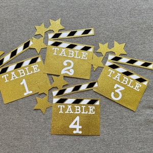 Glittery Gold Hollywood Movie Star Cinema Clapboard Table Number ...