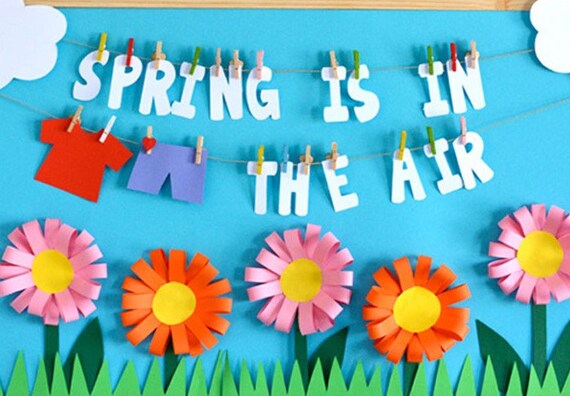 Teachers School Bulletin Board Cutouts DIY Kit Spring | Etsy