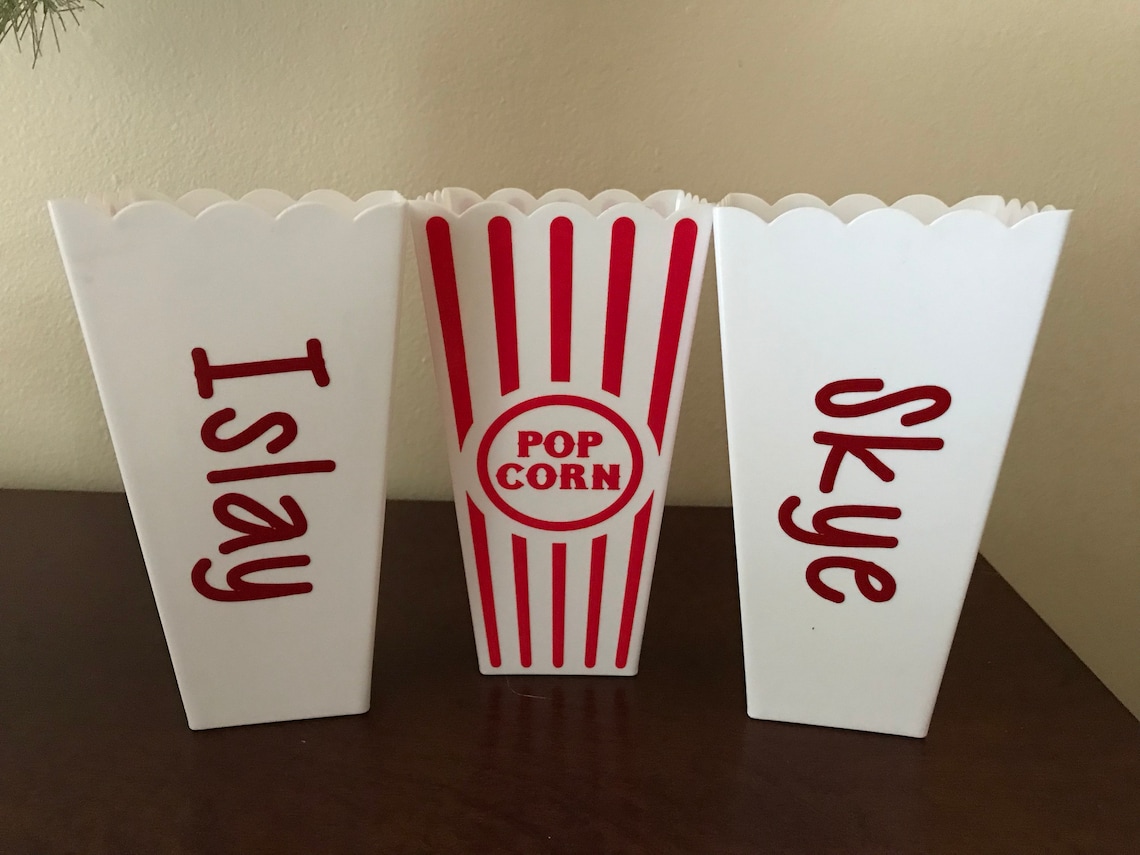 Name Personalization Reusable Plastic Popcorn Buckets Plain | Etsy