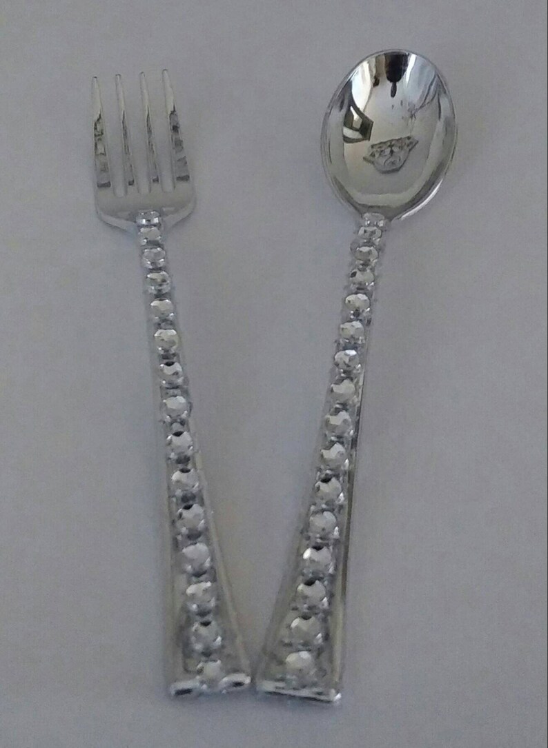 Bling Silver Mini Plastic Spoons Forks 4 Silver Spoons | Etsy