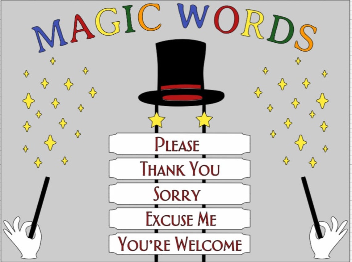 Teachers School Bulletin Boar Cutouts DIY Kit "magic Words" | Back to ...