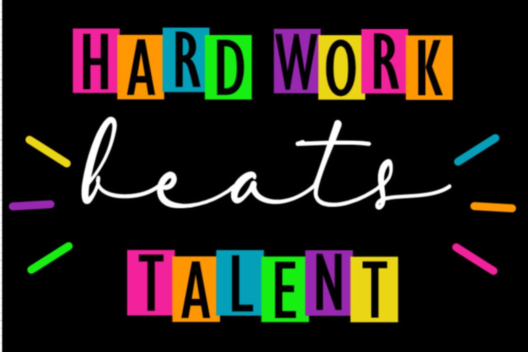 Teachers School Bulletin Board Cutouts DIY Kit "hard Work Beats Talent ...