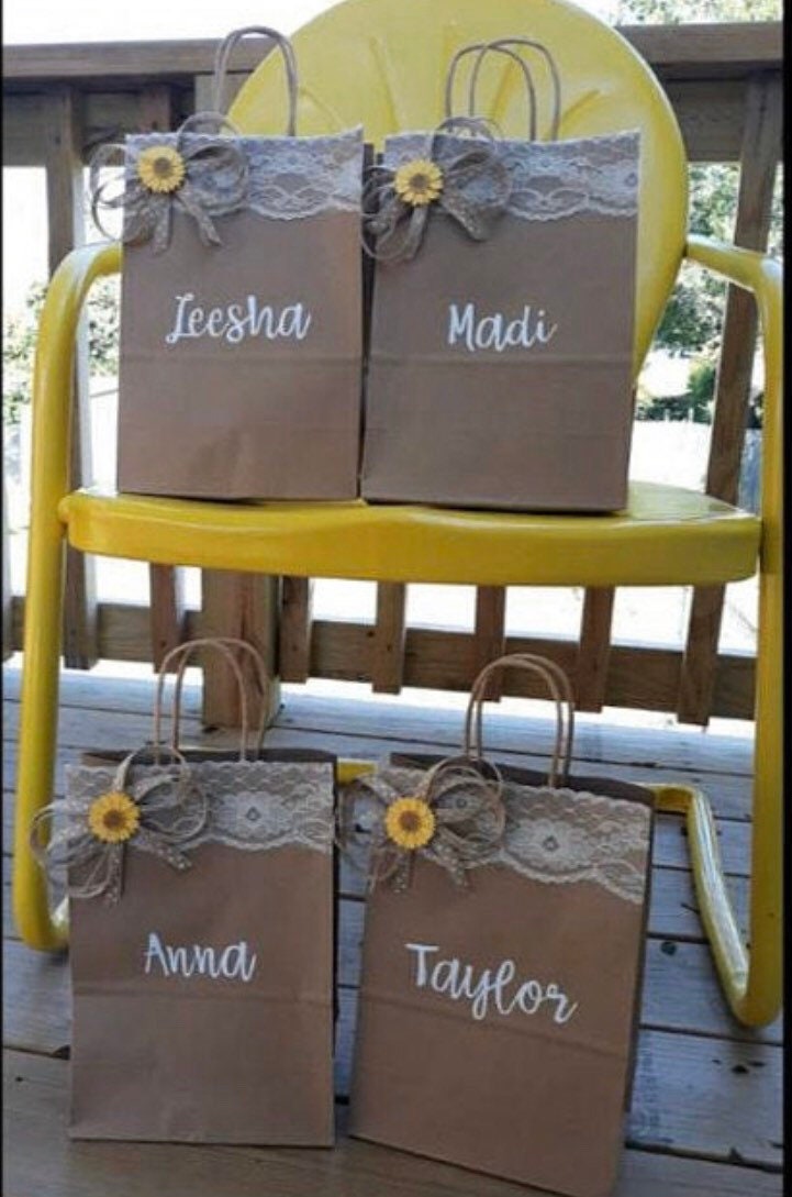 Rustic Lace Burlap Personalized Paper Favor Bag | Wedding | Birthday ...
