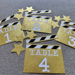 Glittery Gold Hollywood Movie Star Cinema Clapboard Table Number ...