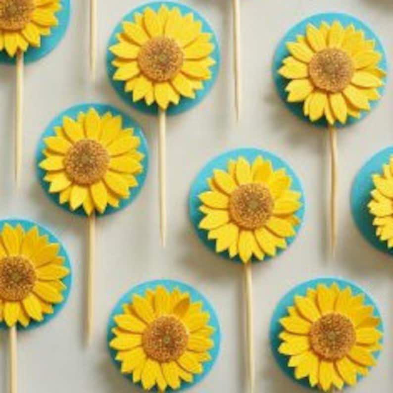 3D Sunflower Frozen Fever Summer Cupcake Toppers Birthday - Etsy