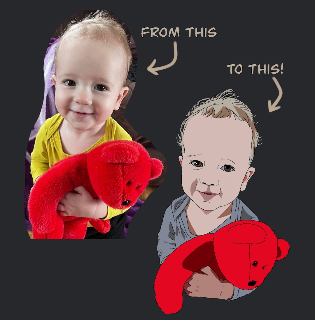 3/4 Custom Portrait, Cartoon Portrait, Custom Realistic Portrait ...