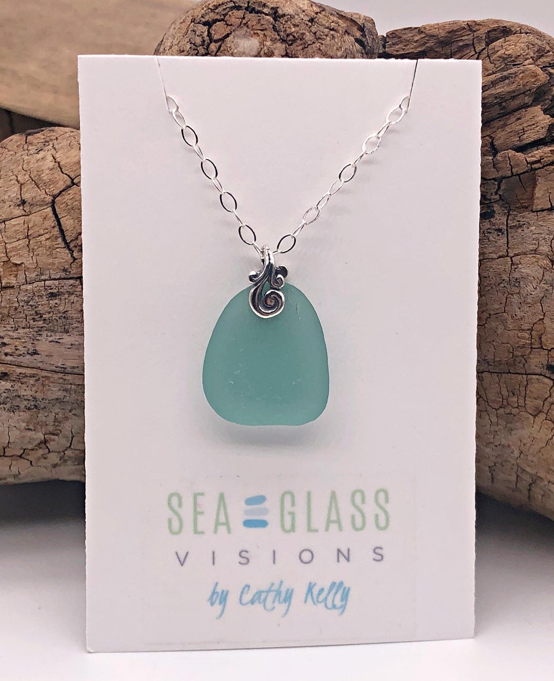 Japanese Sea Glass Necklace | Rare Teal Blue/green | Beach Glass ...