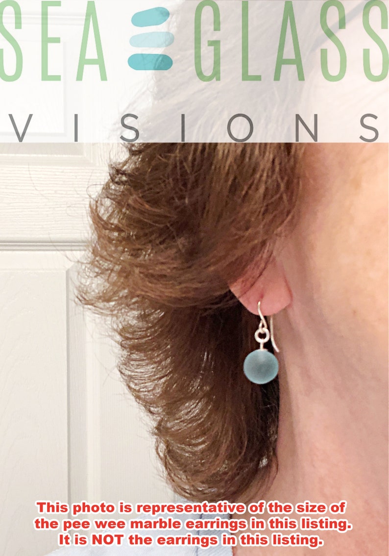 Green Sea Glass Marble Earrings | Sterling Silver, Japanese Pee Wee ...