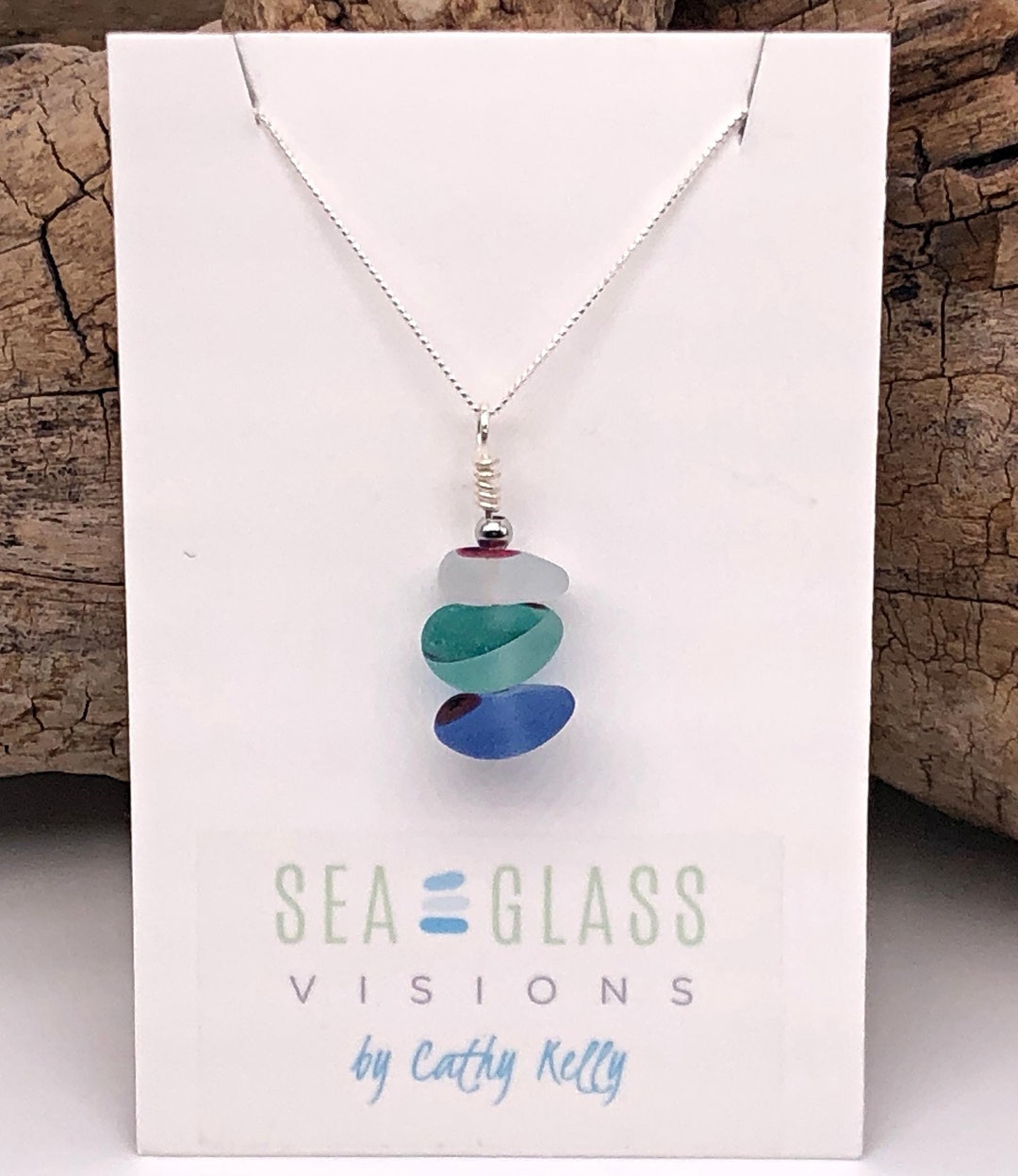 Sea Glass Necklace | English Sea Glass | Black & White Sea Glass ...