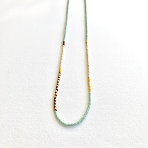 Elegant Thin Beaded Necklace, Aqua Beaded Necklace, Chic Thin Bead ...