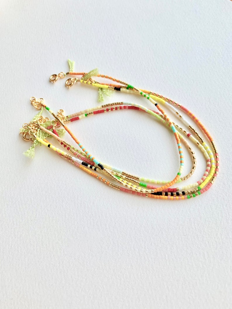 Colorful Beaded Anklet Citrus Anklet Tiny Beaded Anklet | Etsy