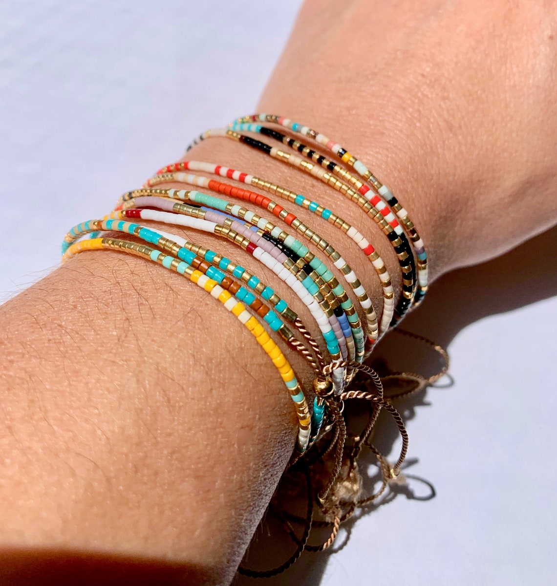 Tiny Beaded Bracelet String Bracelet Delicate Colorful - Etsy