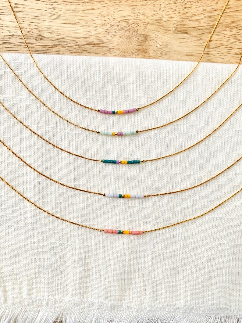 Colorful Beaded Necklace Perfect Minimalist Beaded Necklace - Etsy