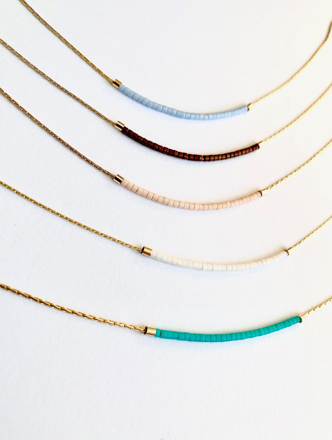 Simple Beaded Necklace With Matte Beads, Tiny and Colorful Matte Bead ...
