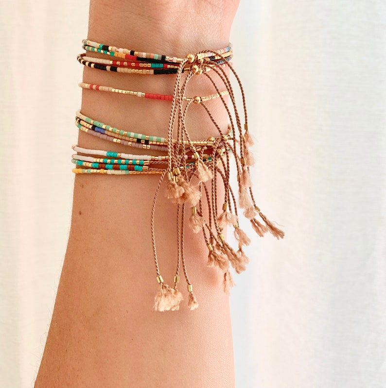 Tiny Beaded Bracelet String Bracelet Delicate Colorful | Etsy