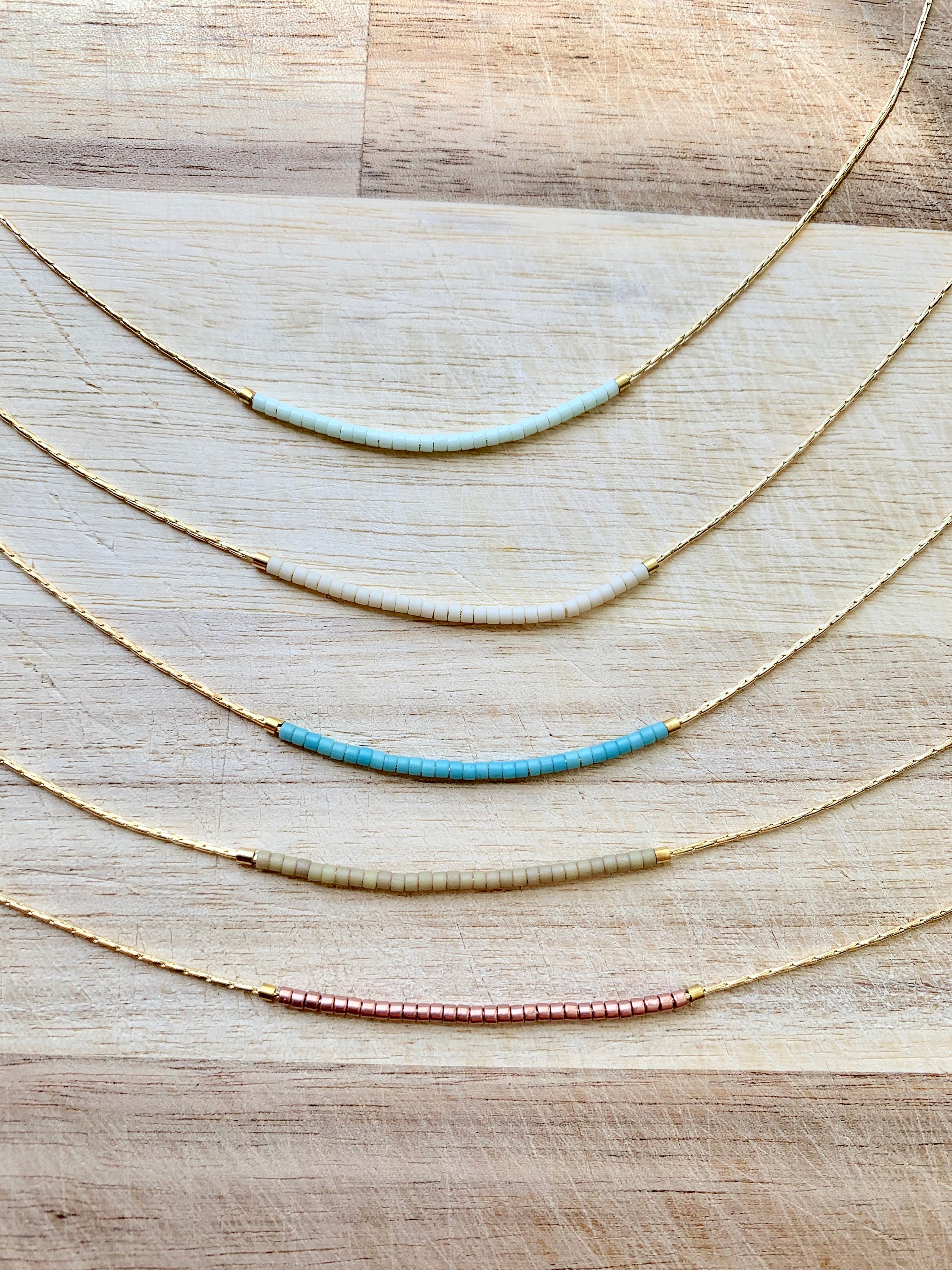 Simple Colorful Minimalist Necklace Delicate Beaded Necklace - Etsy Canada