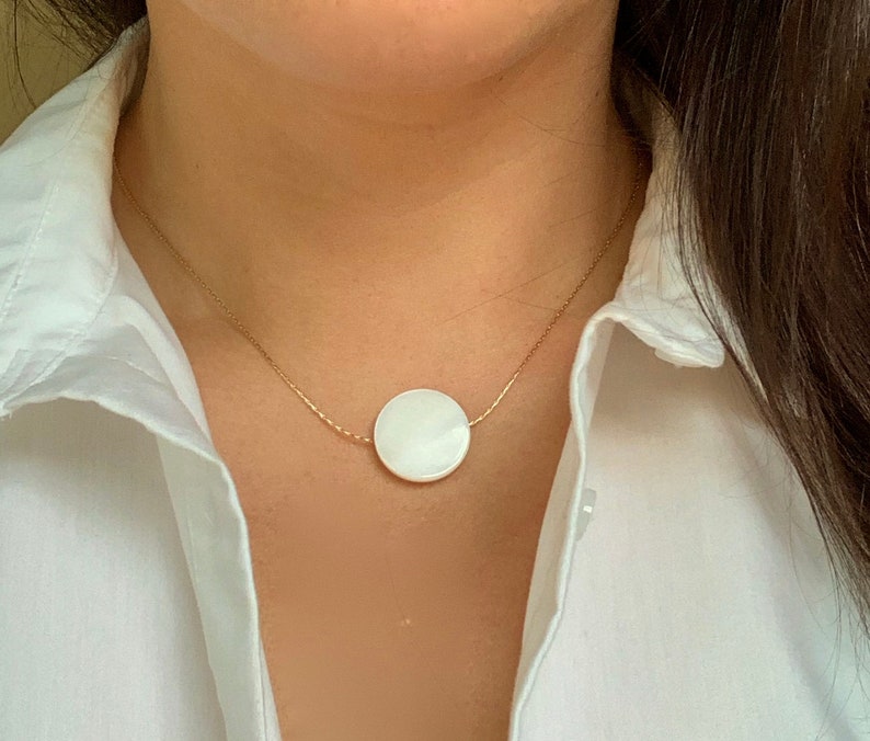 Full Moon Necklace Moon Shell Necklace Delicate Moon - Etsy