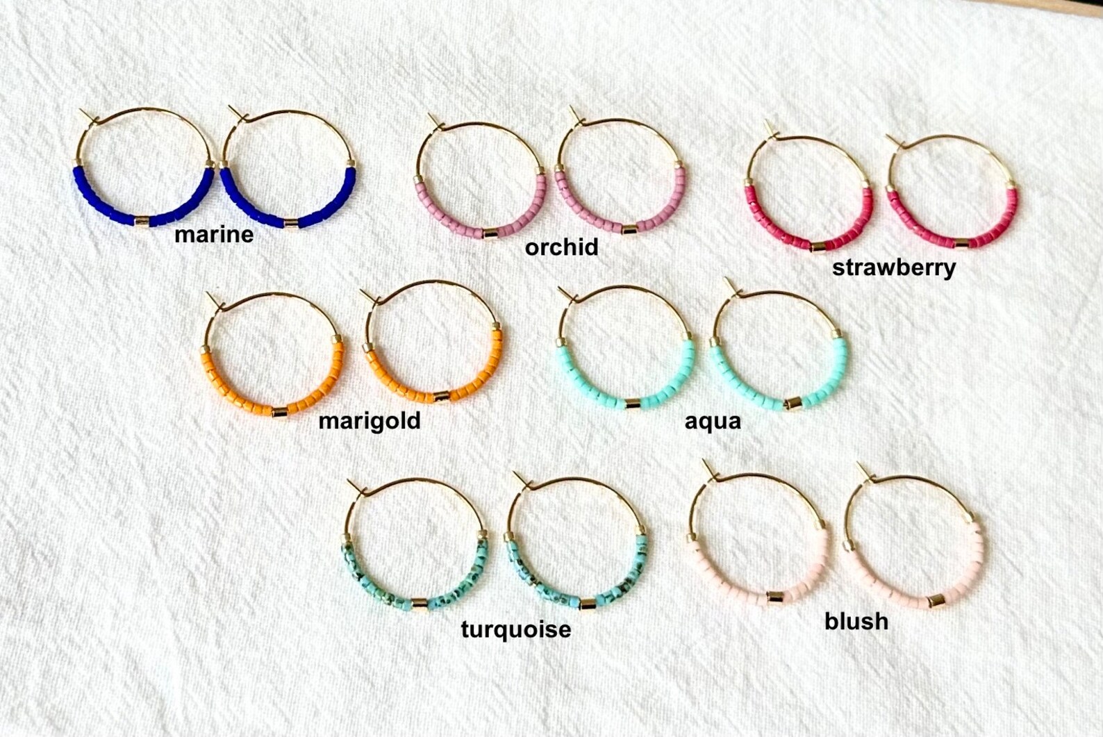 Tiny Colorful Gold Bar Hoop Earrings, Tiny Colored Hoop Earrings ...