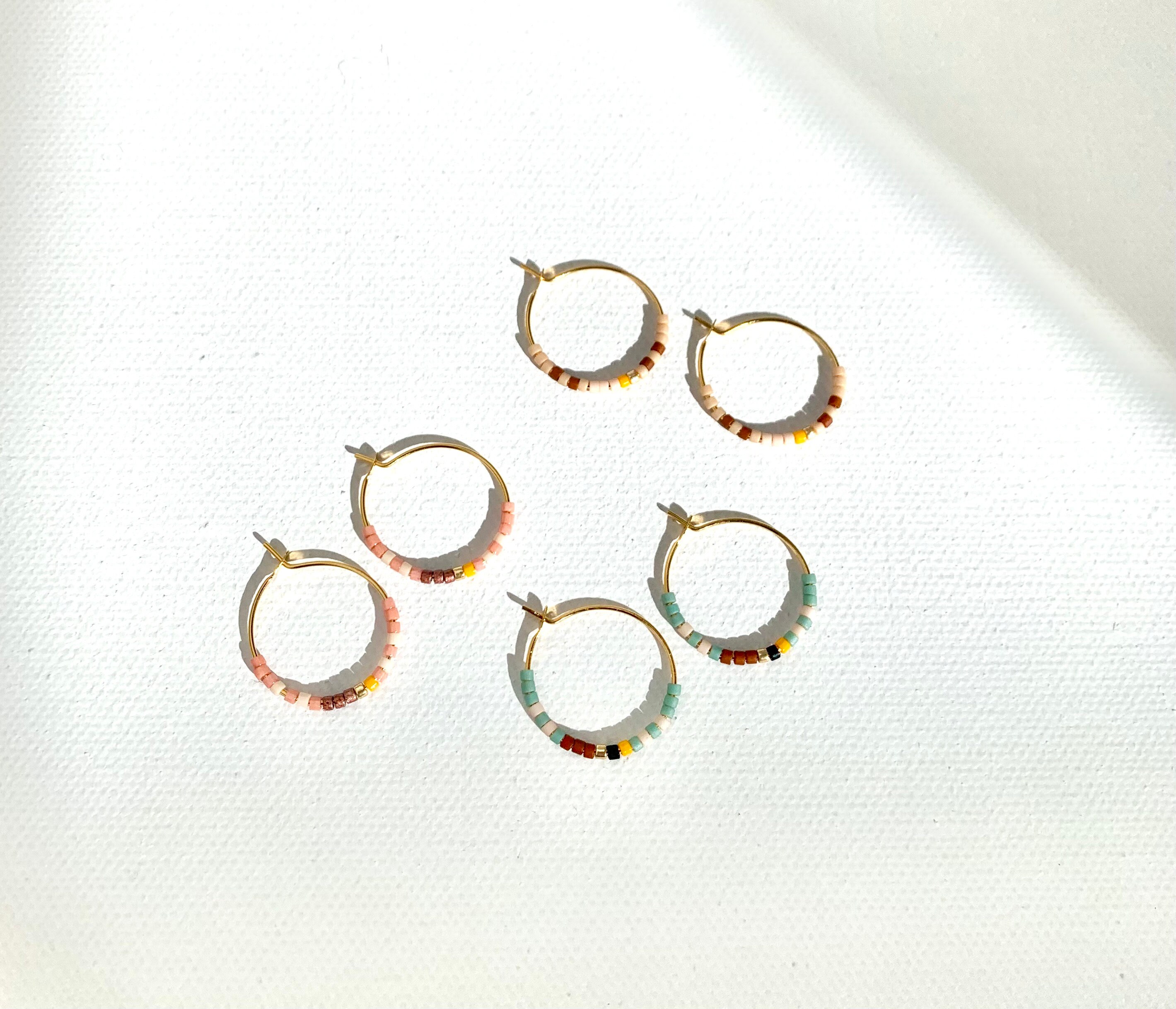 Small Beaded Hoop Earrings, Minimalist Hoop Earrings, Colorful Beaded ...