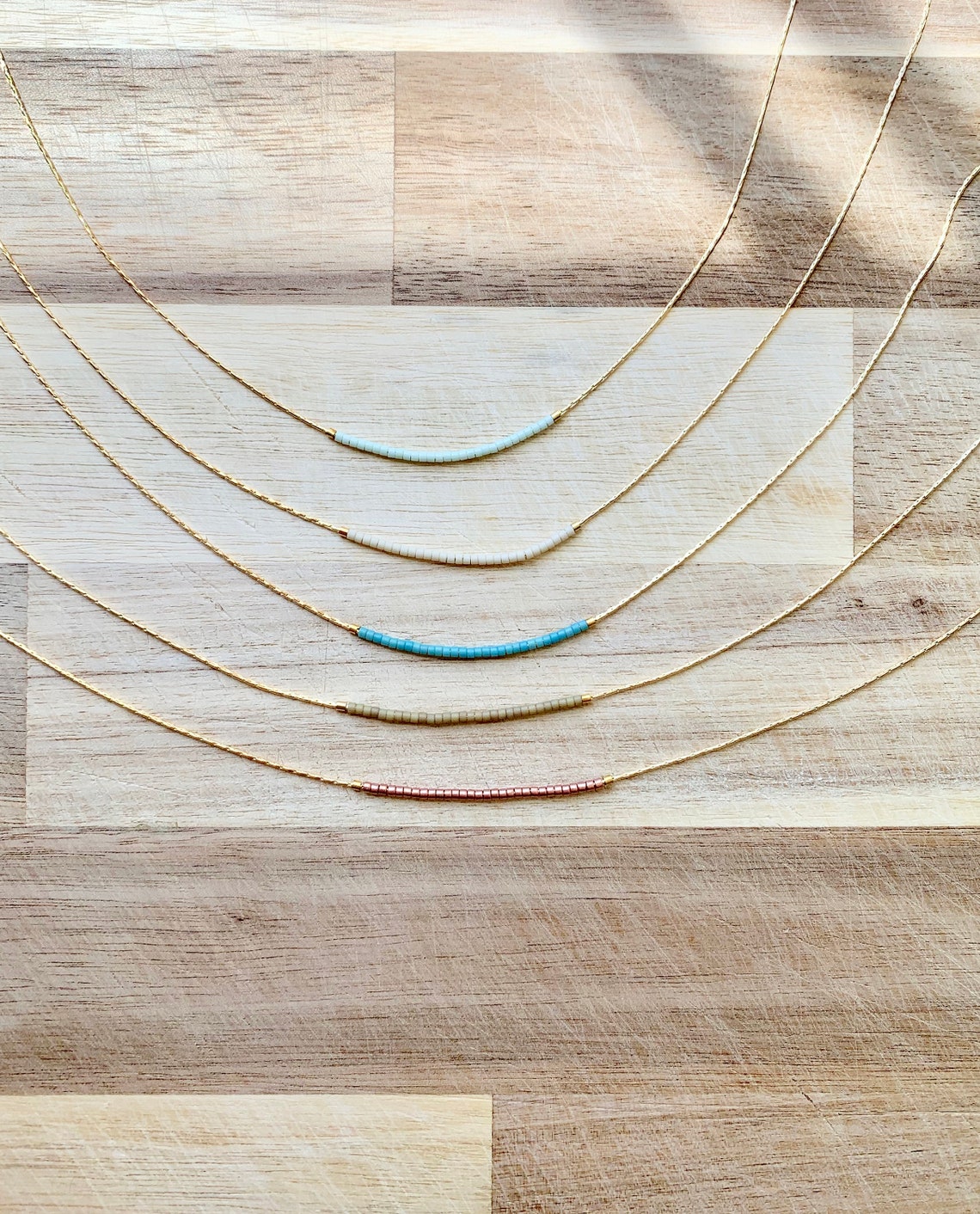Simple Colorful Minimalist Necklace Delicate Beaded Necklace - Etsy