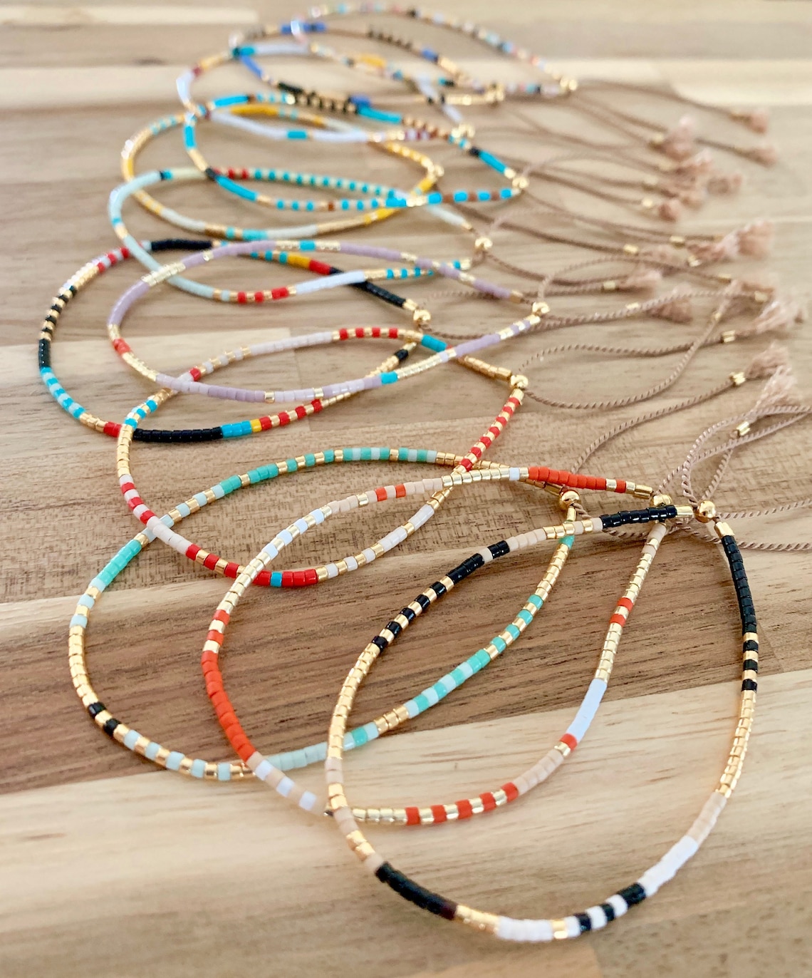 Tiny Beaded Bracelet String Bracelet Delicate Colorful | Etsy