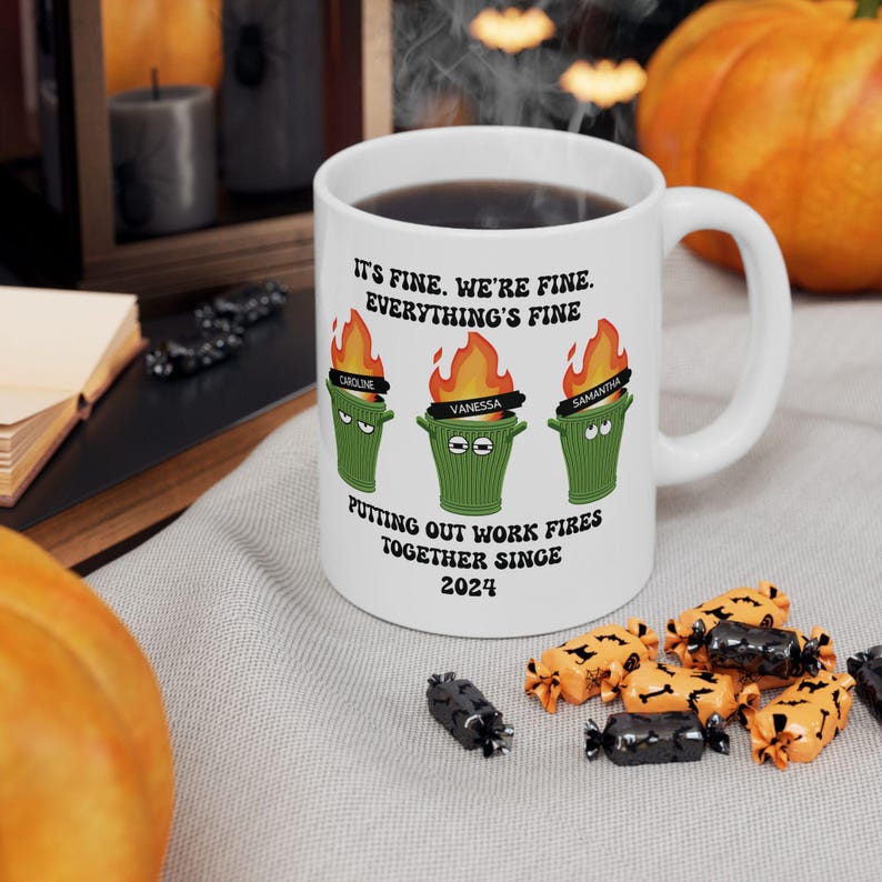 Custom Mug for Favorite Coworker, Funny Boss Gift Trash Can Fire Putter ...