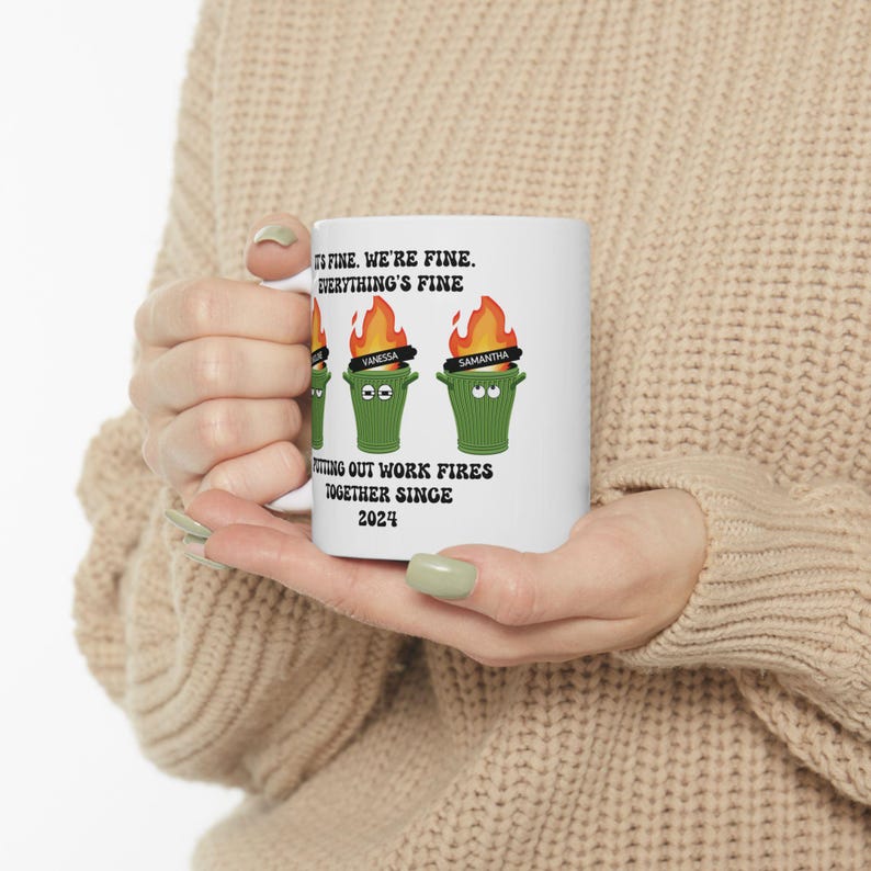 Custom Mug for Favorite Coworker, Funny Boss Gift Trash Can Fire Putter ...
